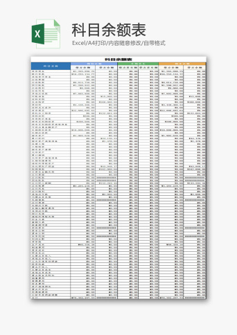 科目余额表表格模板-免费科目余额表excel表格下载-千库网