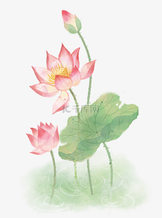 国风水墨景观荷花立夏夏至夏天夏季夏天立夏素材图片免费下载-千库网